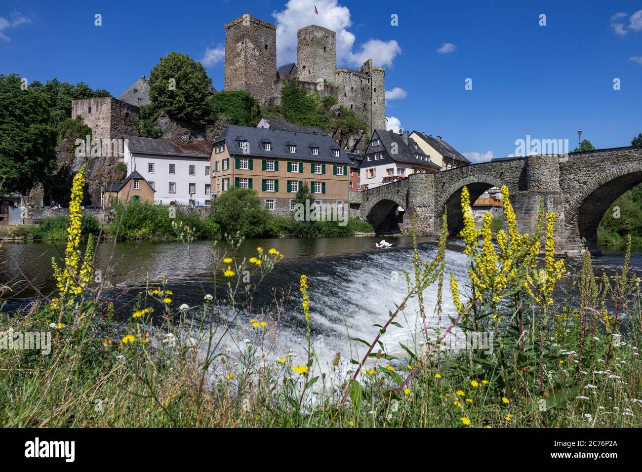 Runkel Castle above the Lahn river in Runkel, town in Limburg-Weilburg ...