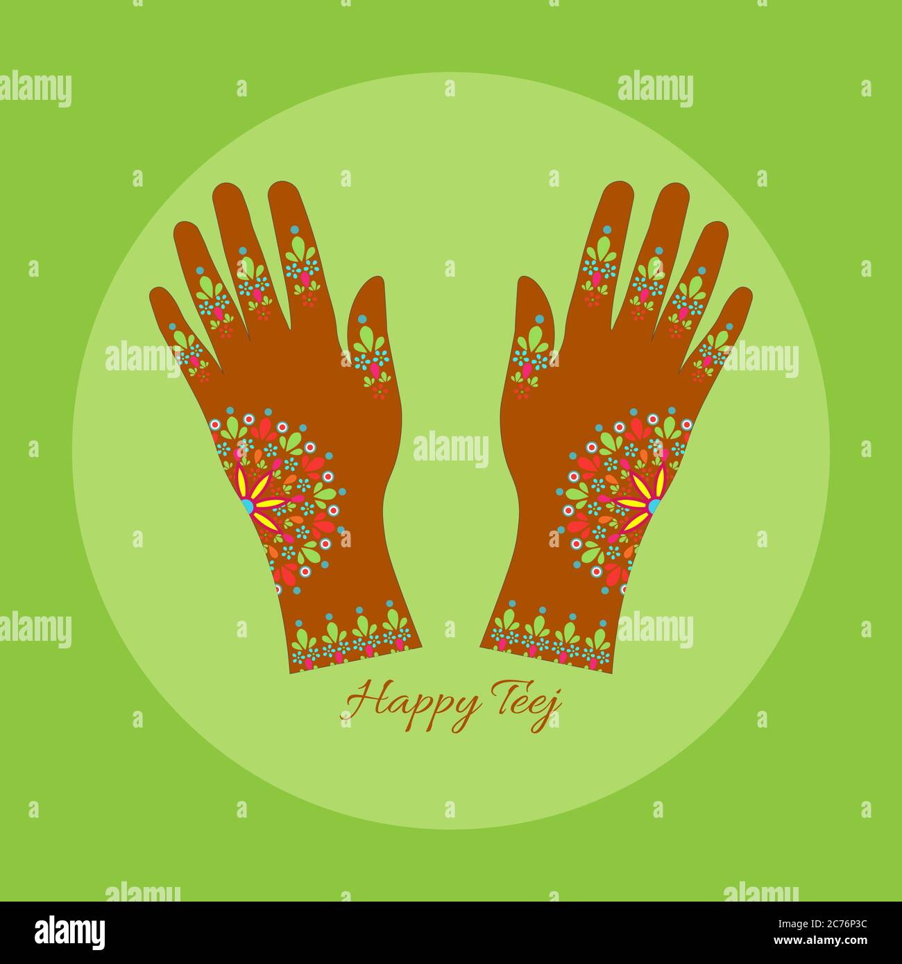 Vector Illustration of Teej Festival india. woman swinging on a tree ...