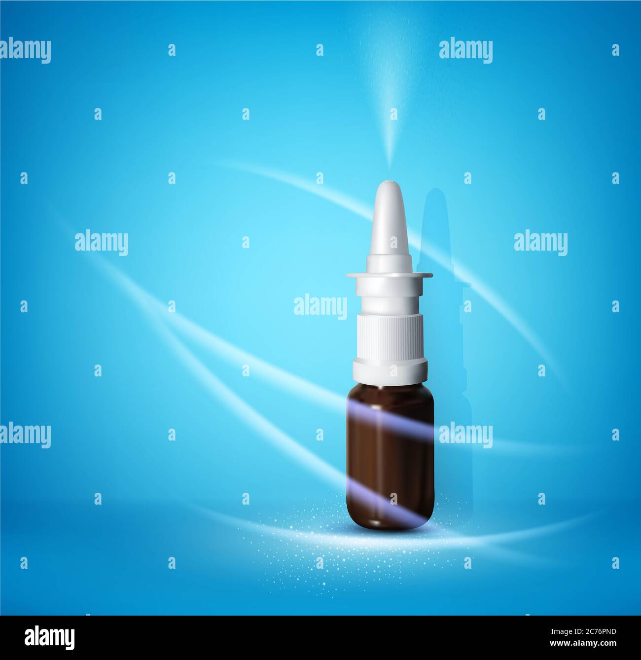Vector background with a nasal spray. Template for leaflets, banners ...