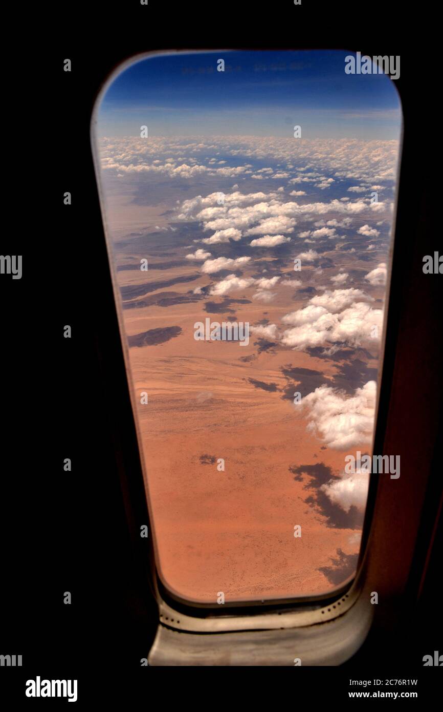 View of the Sahara desert from the window of a plane Stock Photo - Alamy