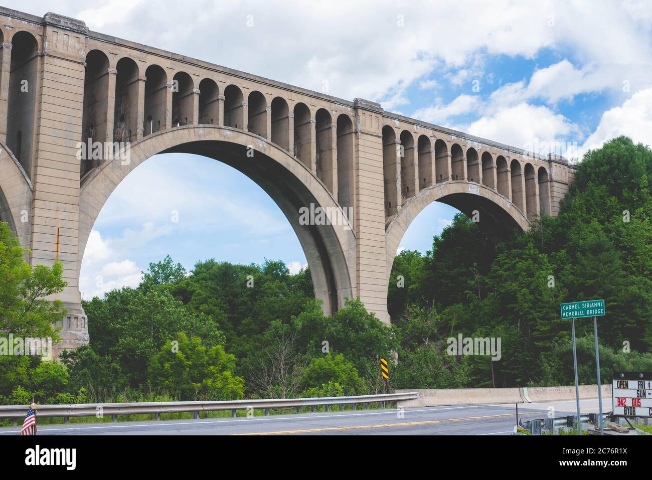 The Tunkhannock Stone Viaduct rises up in Nicholson, Pennsylvania, USA ...