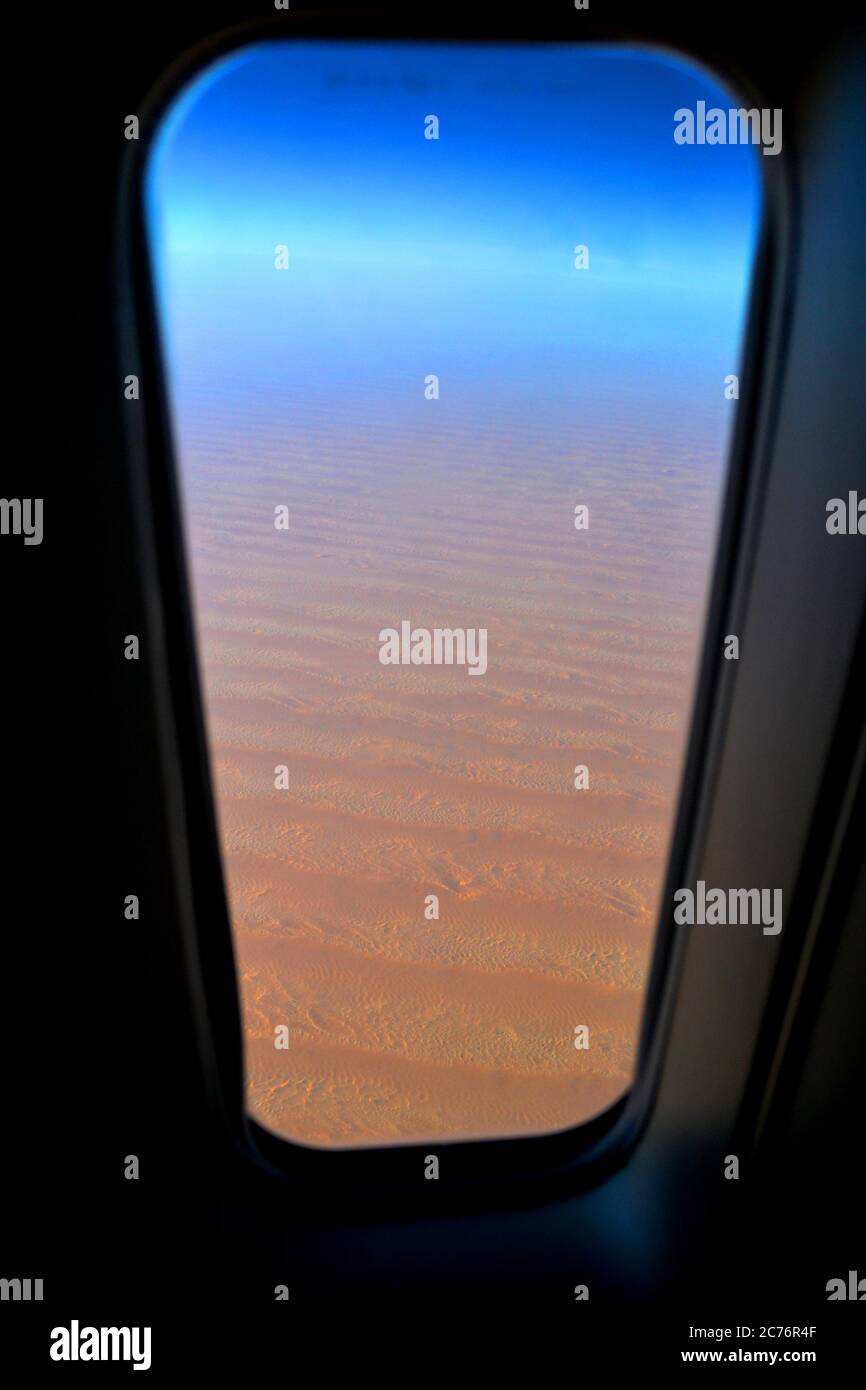 View of the Sahara desert from the window of a plane Stock Photo - Alamy