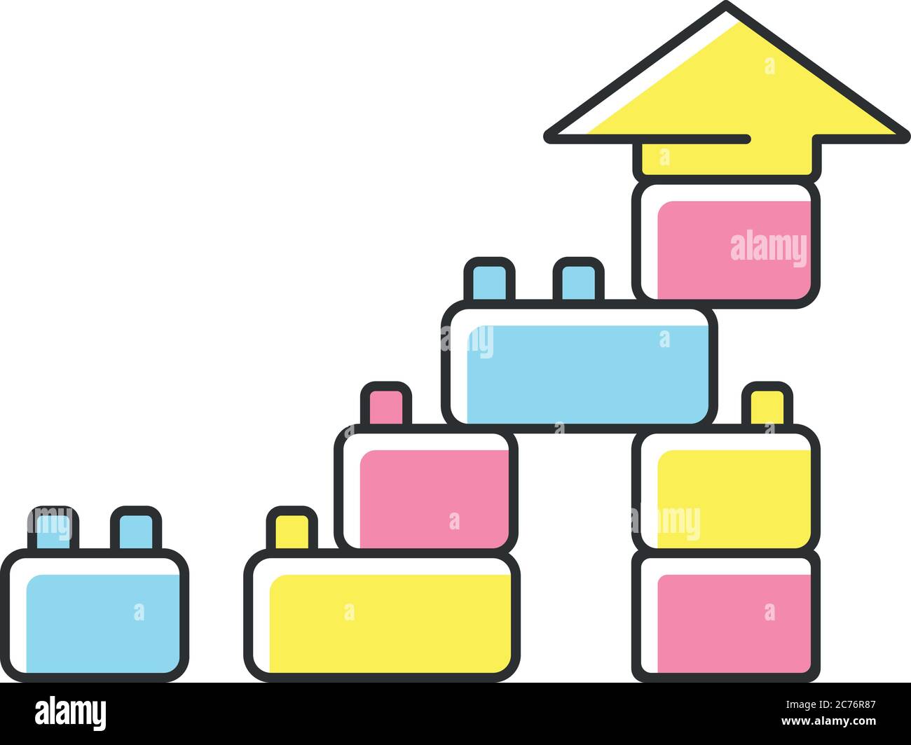 Construction toy RGB color icon. Building blocks. Colors and shapes ...