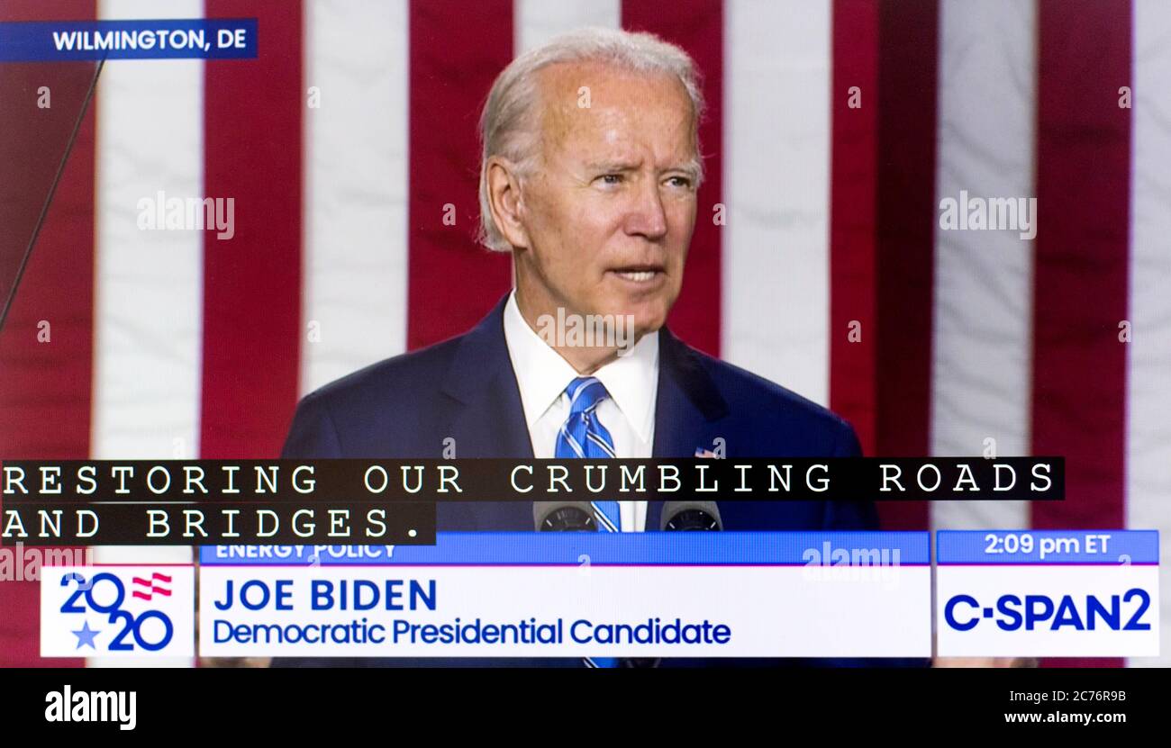 Wilmington, Delaware, USA. 14th July, 2020. A video screen grab of Vice ...