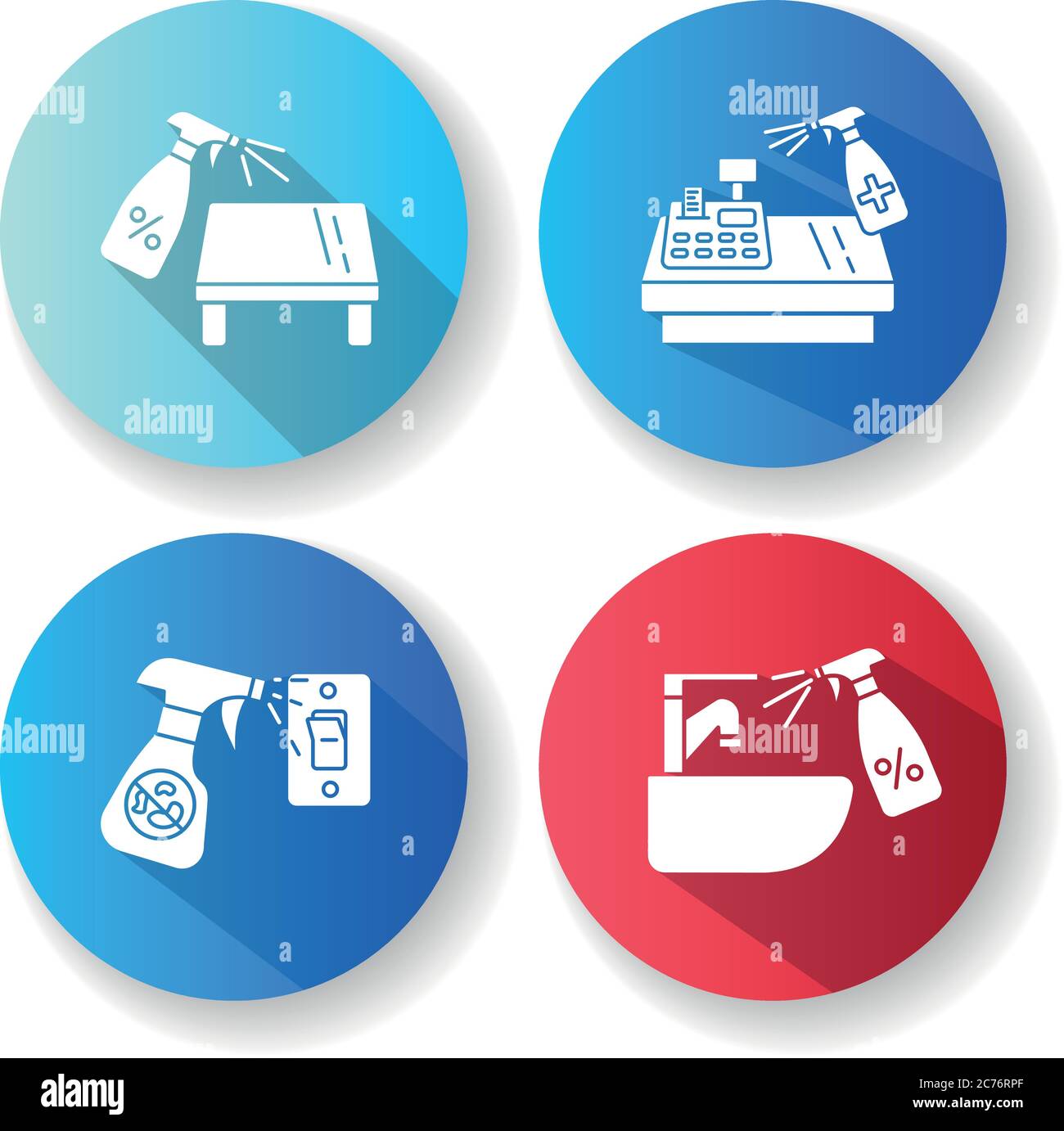 Home sterilization flat design long shadow glyph icons set. Shop ...