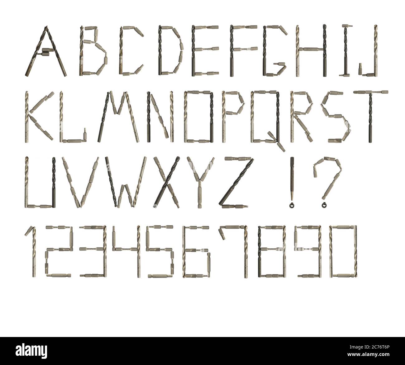English alphabet of drills and bits. Isolate on white background Stock ...