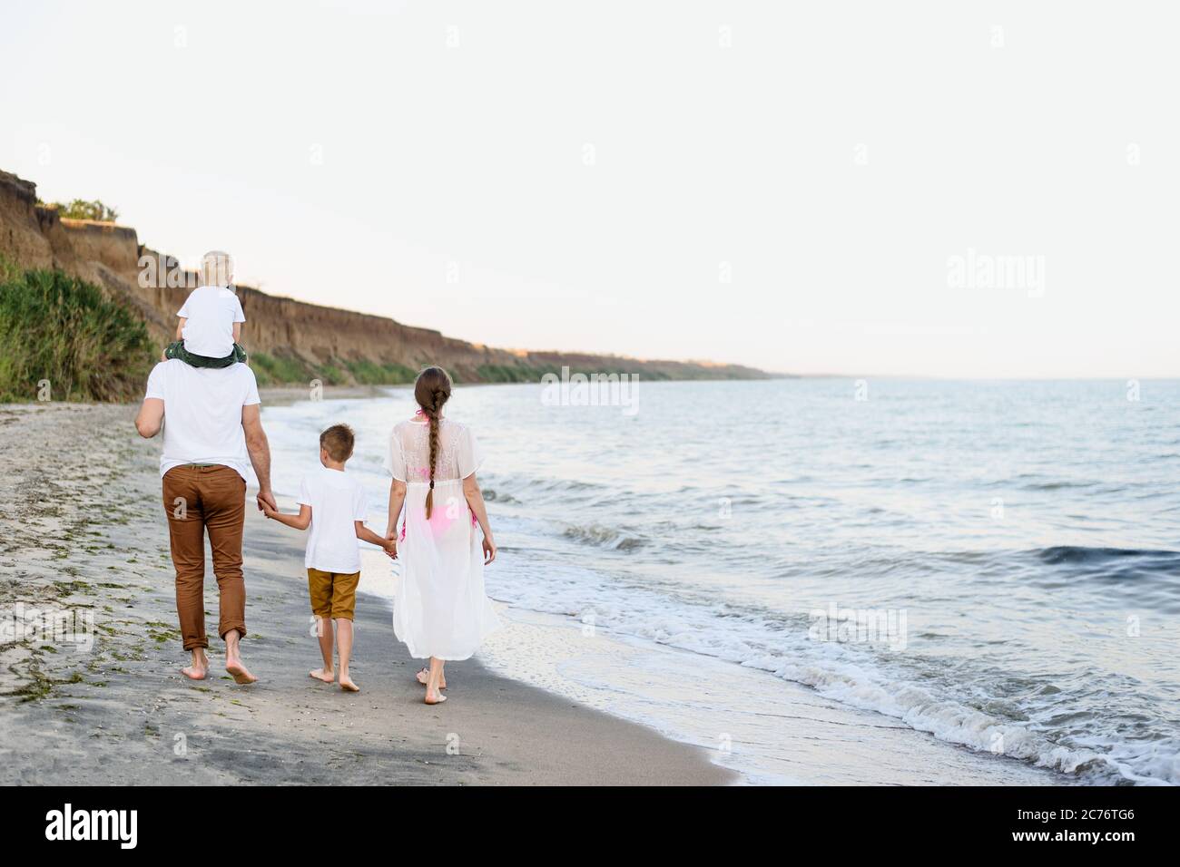 Back View Family Four Walking High Resolution Stock Photography and ...