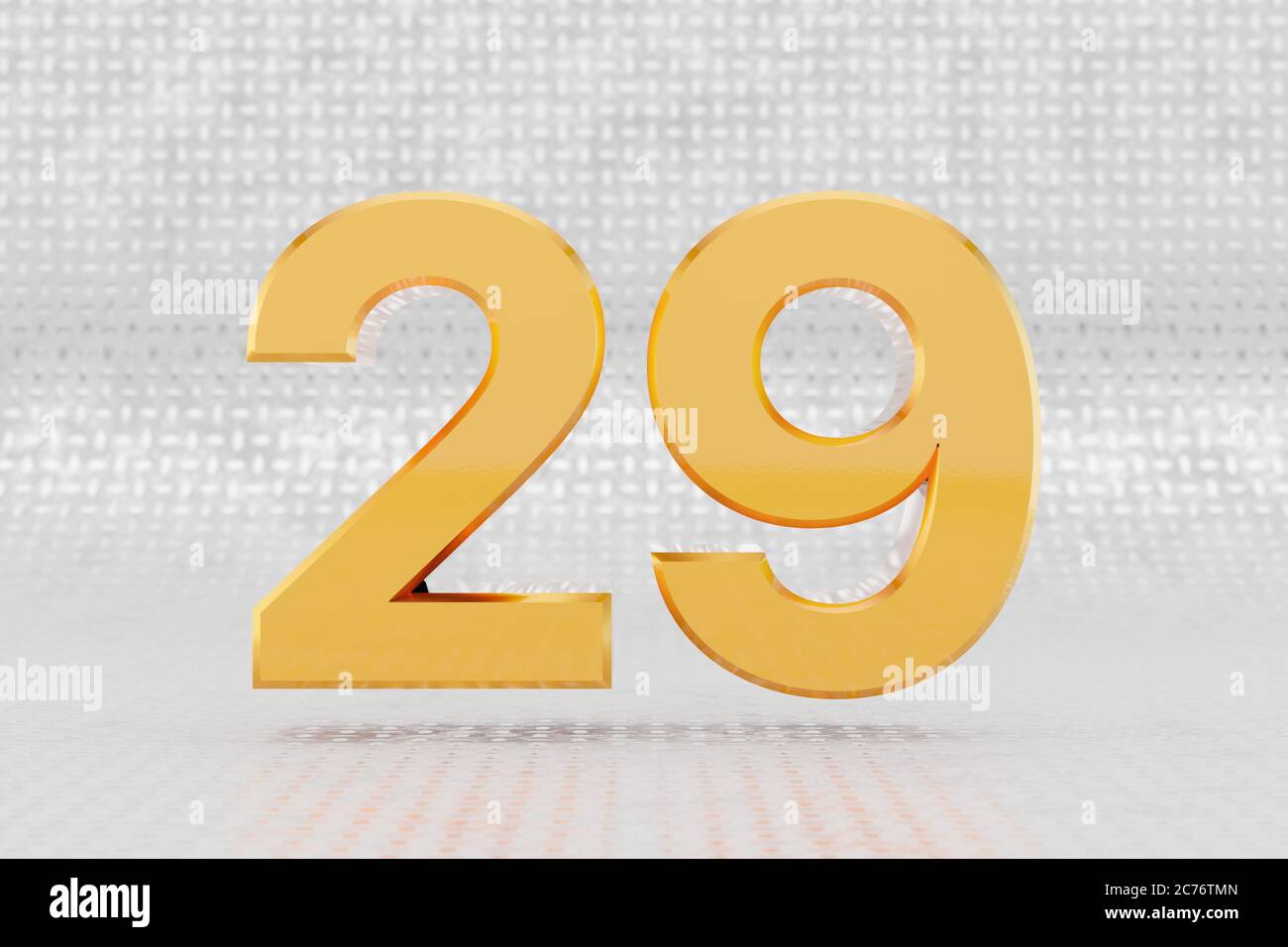 Yellow 3d number 29. Glossy yellow metallic number on metal floor ...