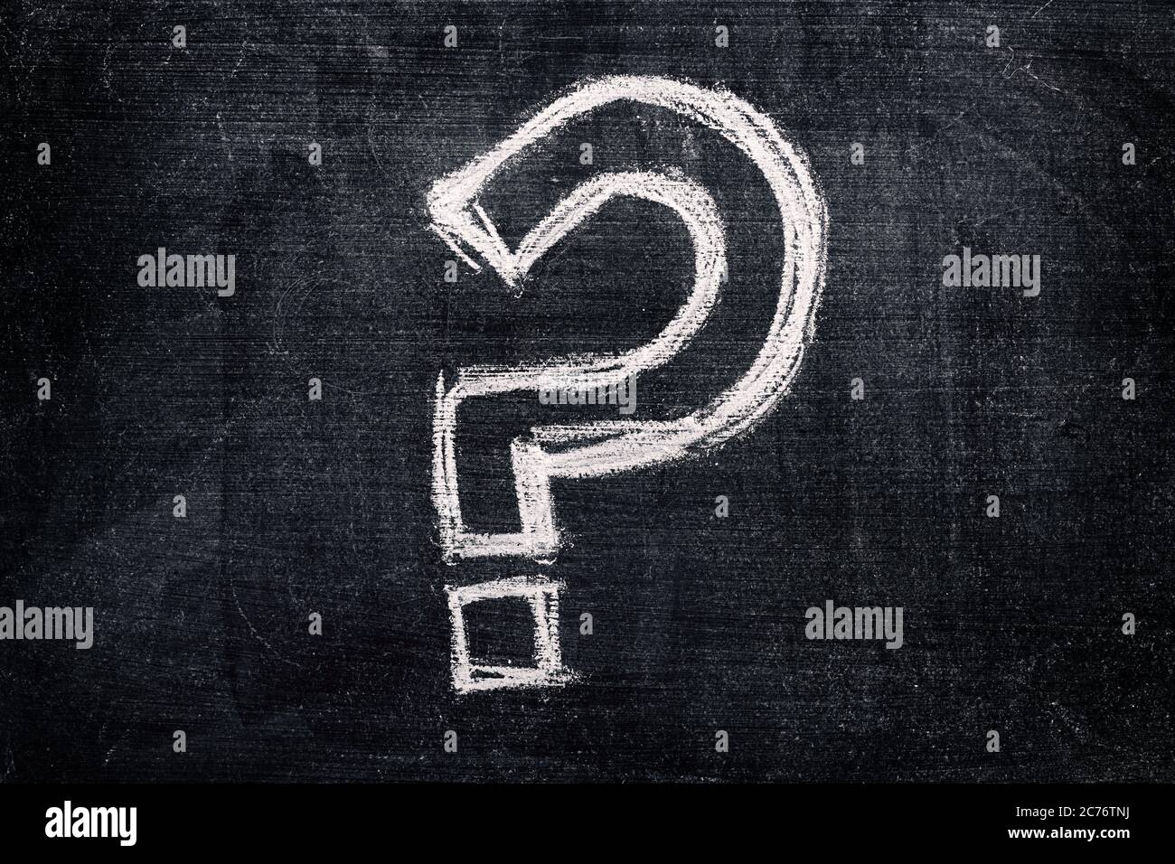 Question mark on school blackboard, questioning symbol written in chalk ...