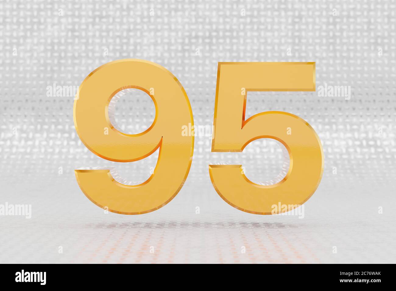 Yellow 3d number 95. Glossy yellow metallic number on metal floor ...