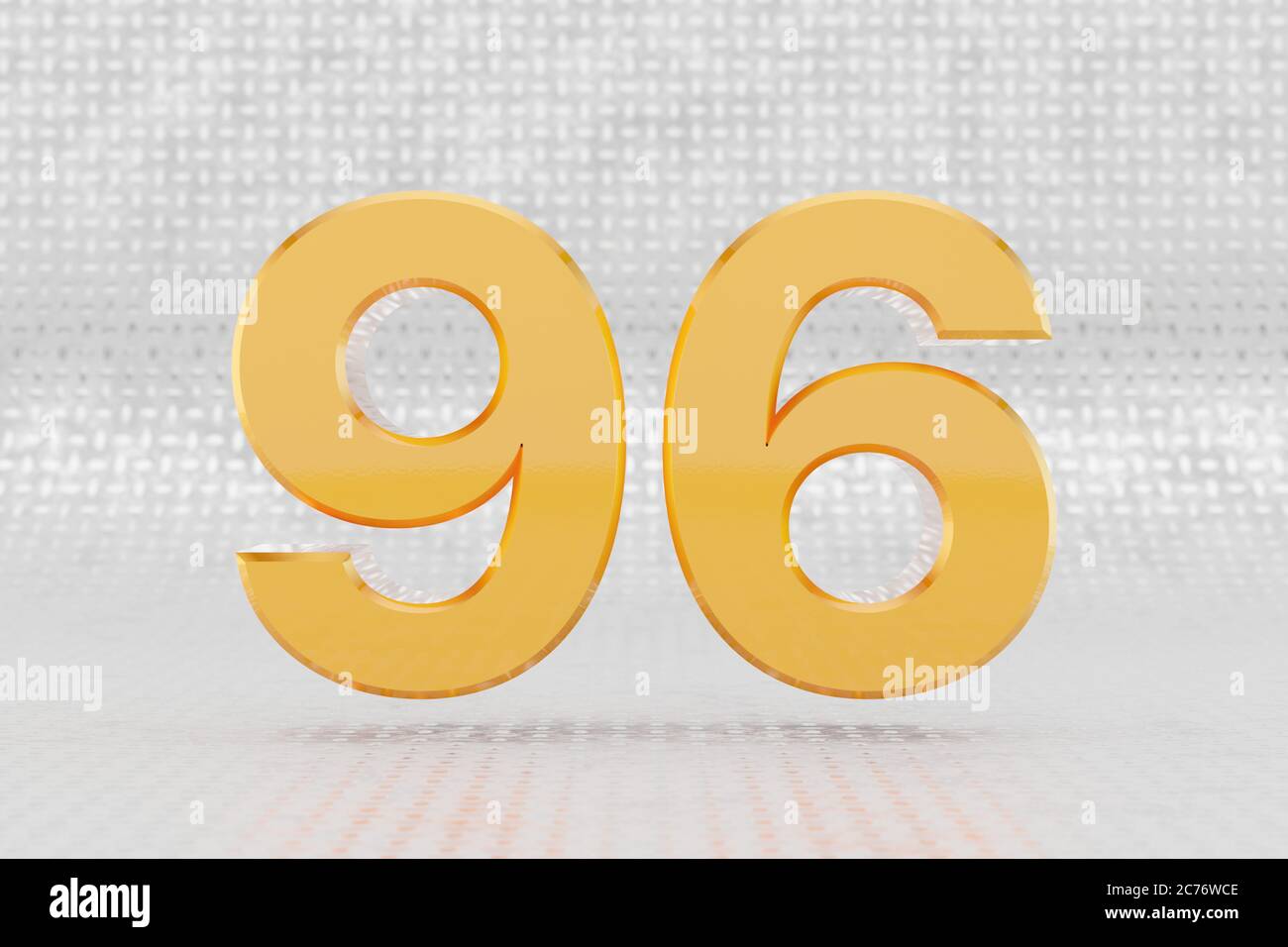 Yellow 3d number 96. Glossy yellow metallic number on metal floor ...