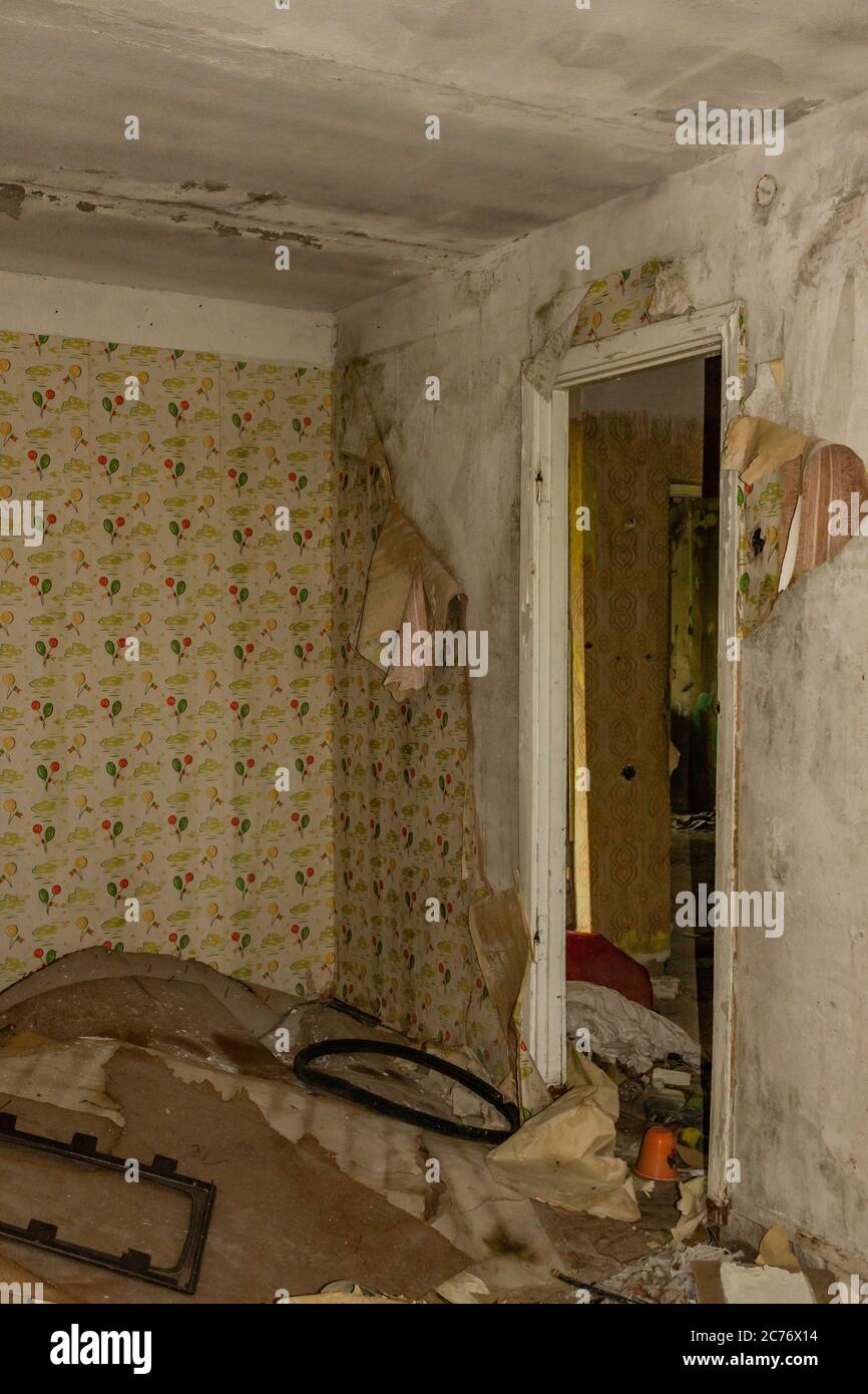 Old under construction apartment house, abounded ghost place Stock ...