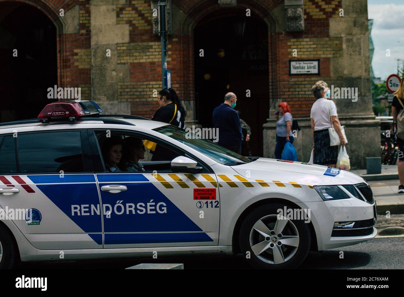 Budapest Hungary july 14, 2020 View of a traditional Hungarian police ...