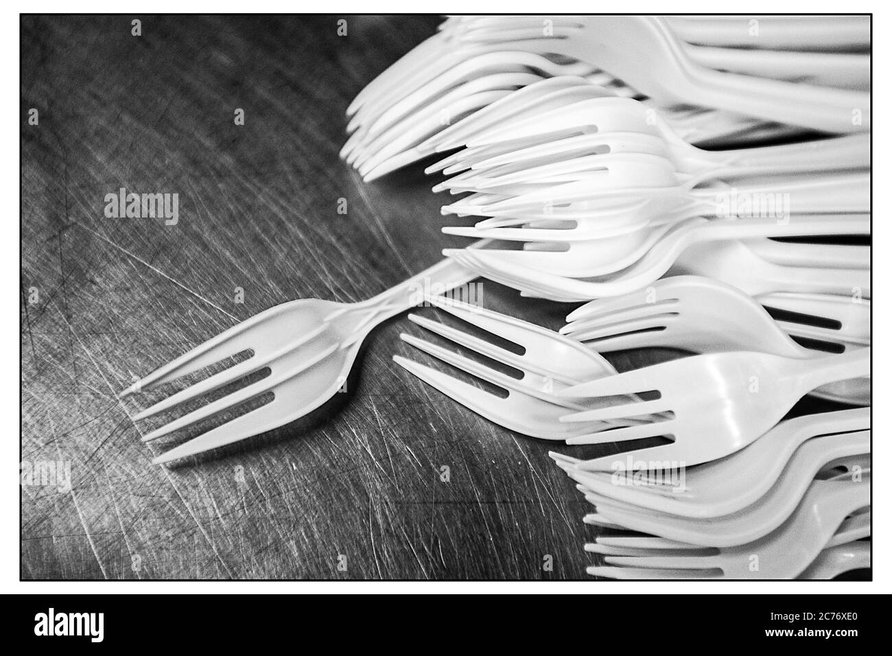 Still life of a collection of plastic forks Stock Photo - Alamy