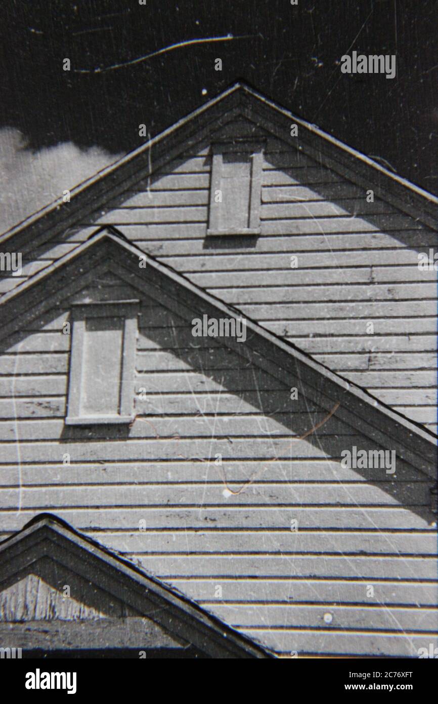 Fine 70s vintage black and white lifestyle photography of the roof line ...