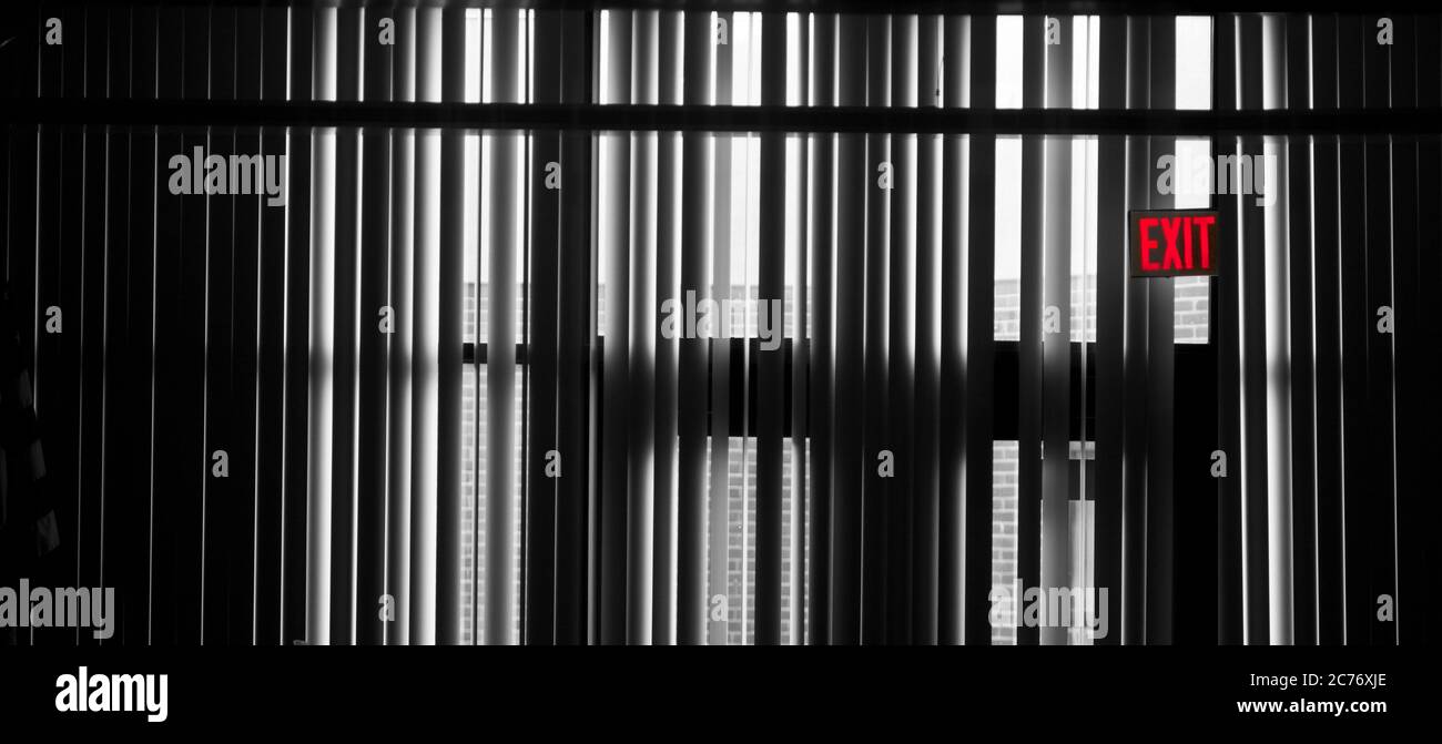 Exit sign within a conference room Stock Photo - Alamy