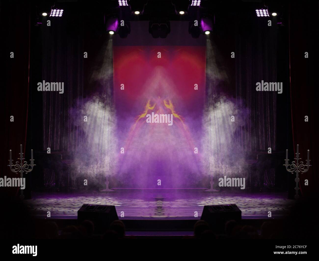 Theater lights spotlights over the stage, texture background for design ...