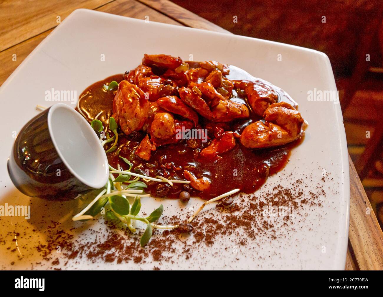 Chicken with coffee sauce, modern take on Middle Eastern tastes Stock ...