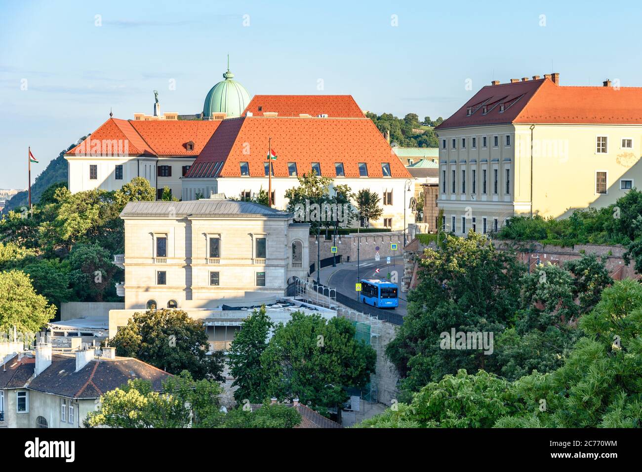 Bus 16 winding up the road to the Buda Castle District at golden hour ...