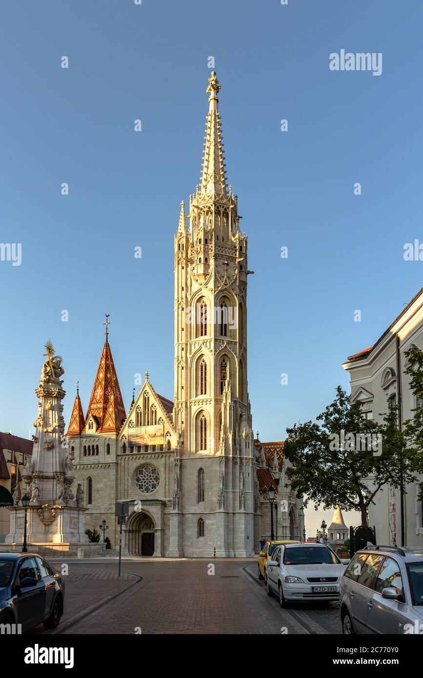 The Matthias Church at golden hour in the Buda Castle District of ...