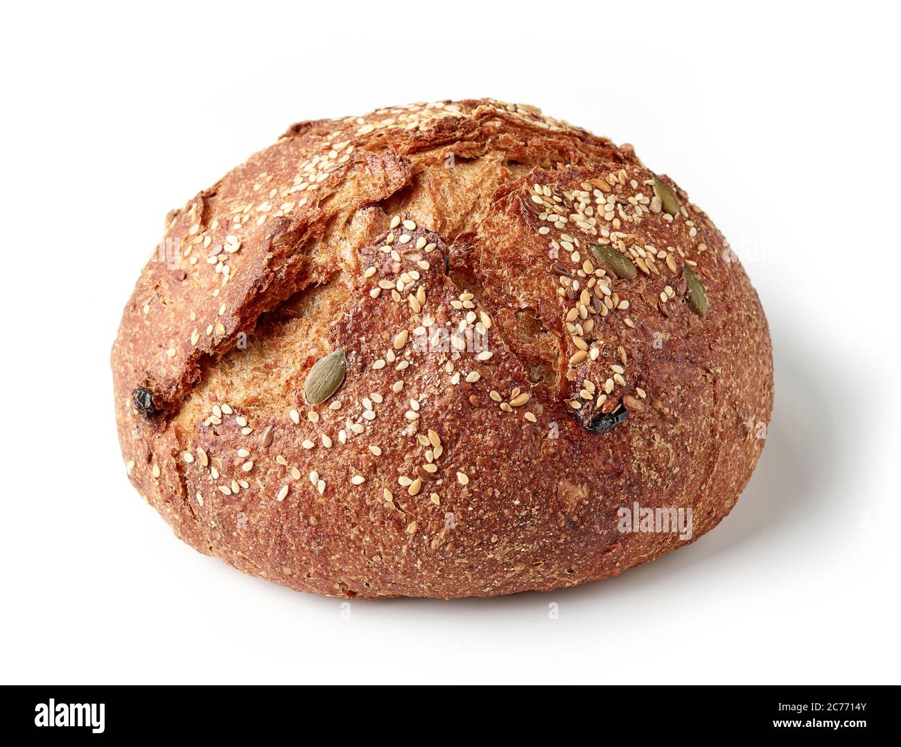 freshly baked artisan bread loaf isolated on white background Stock ...