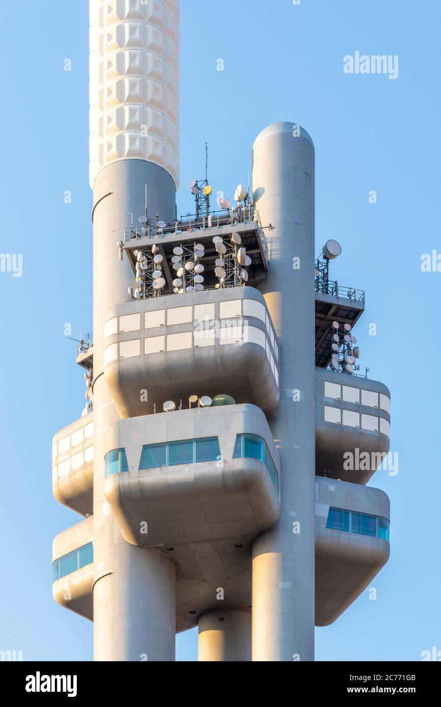 PRAGUE, CZECH REPUBLIC - AUGUST 17, 2018: Zizkov Television Tower in ...