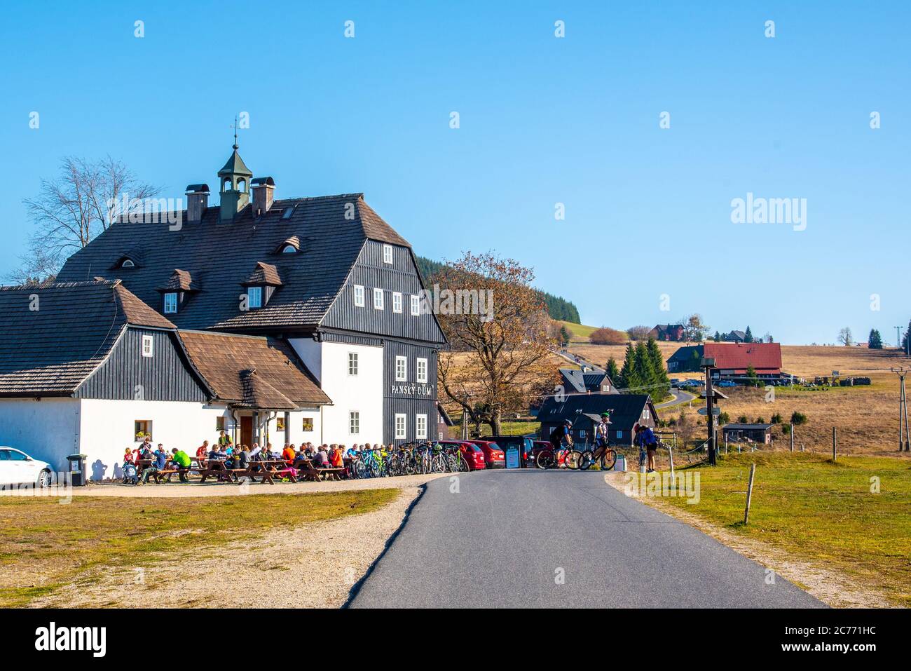JIZERKA, CZECH REPUBLIC - OCTOBER 13, 2018: Pansky dum hotel and ...