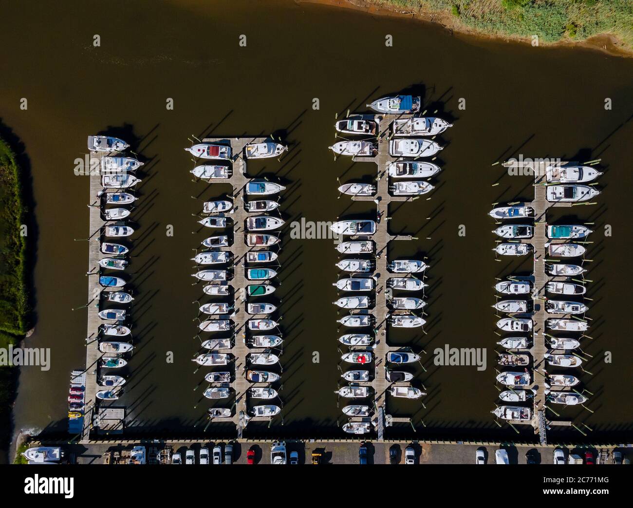 Beautiful ocean marina in aerial view a coastal residential area of in ...