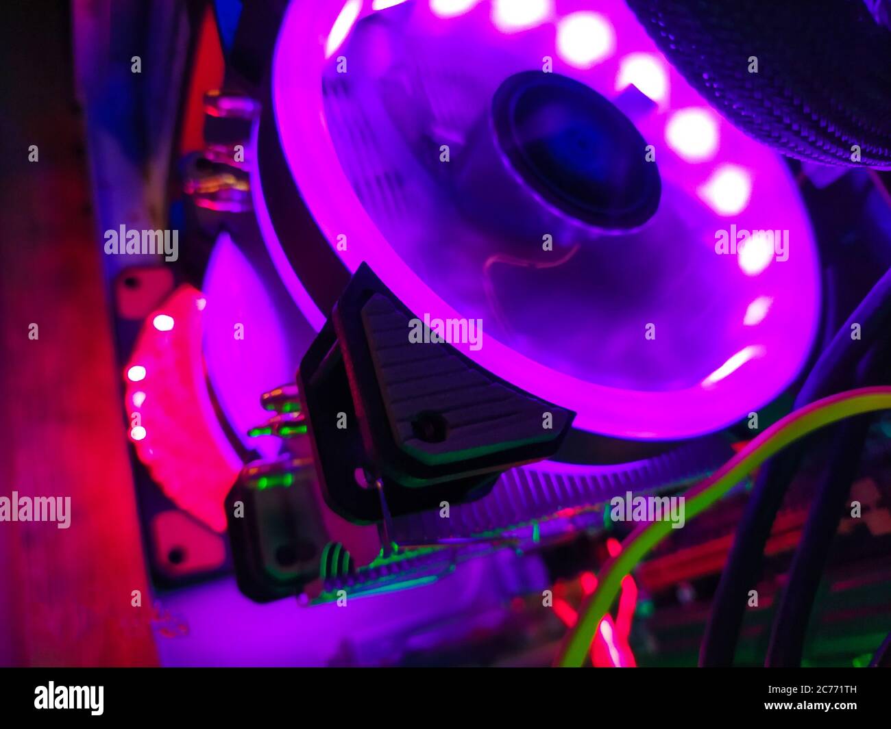 Modern computer air cooling with multi-colored led backlight-fans ...