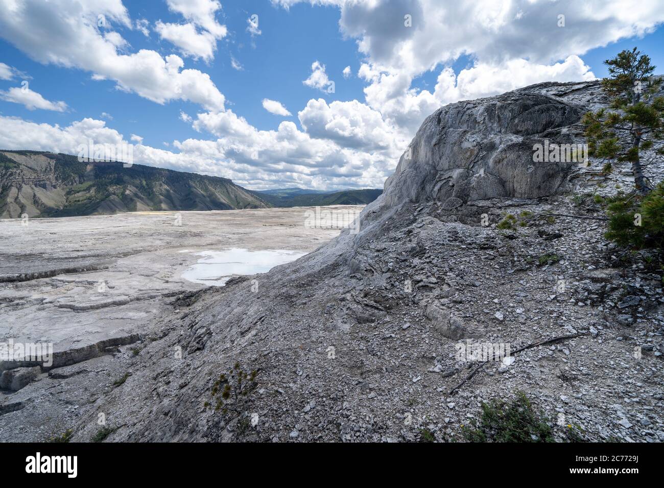 View from the Upper Terraces geothermal hot springs in Mammtoh Hot ...