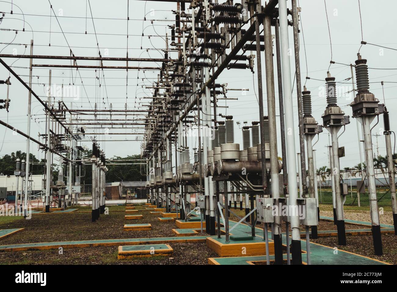 electrical towers, distribution centers, high voltage cables, high ...