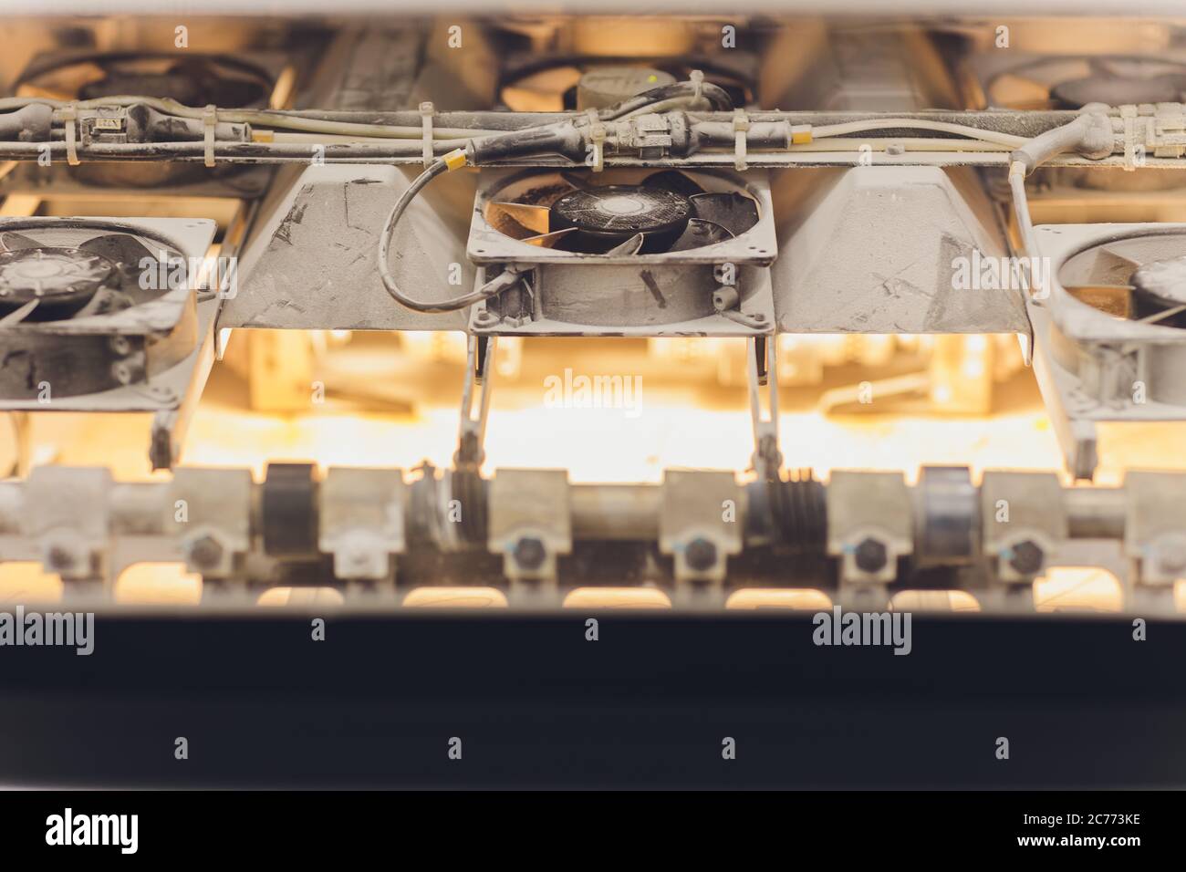 Print screening metal machine. Industrial printer. Serigraphy workshop ...
