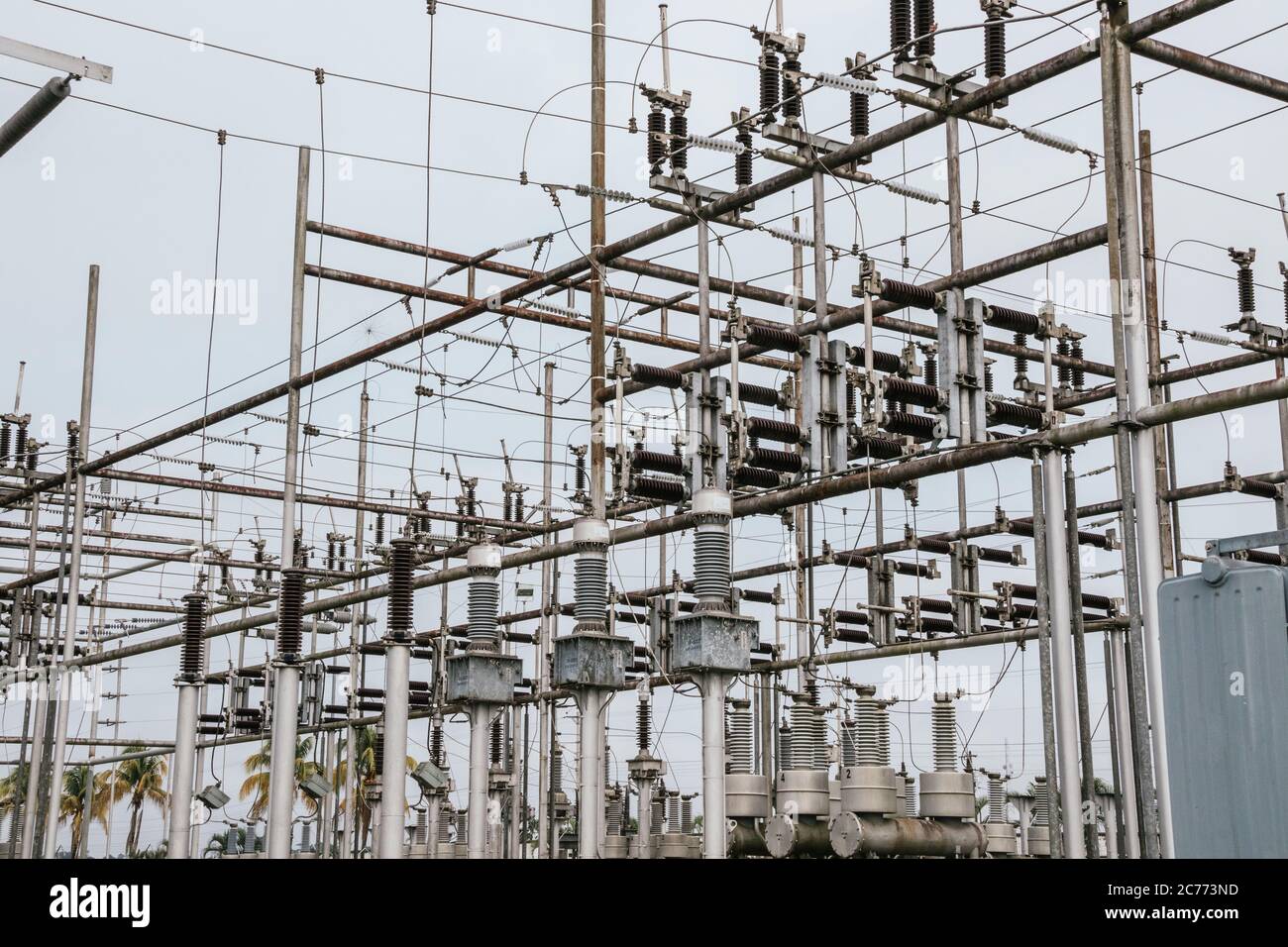electrical towers, distribution centers, high voltage cables, high ...