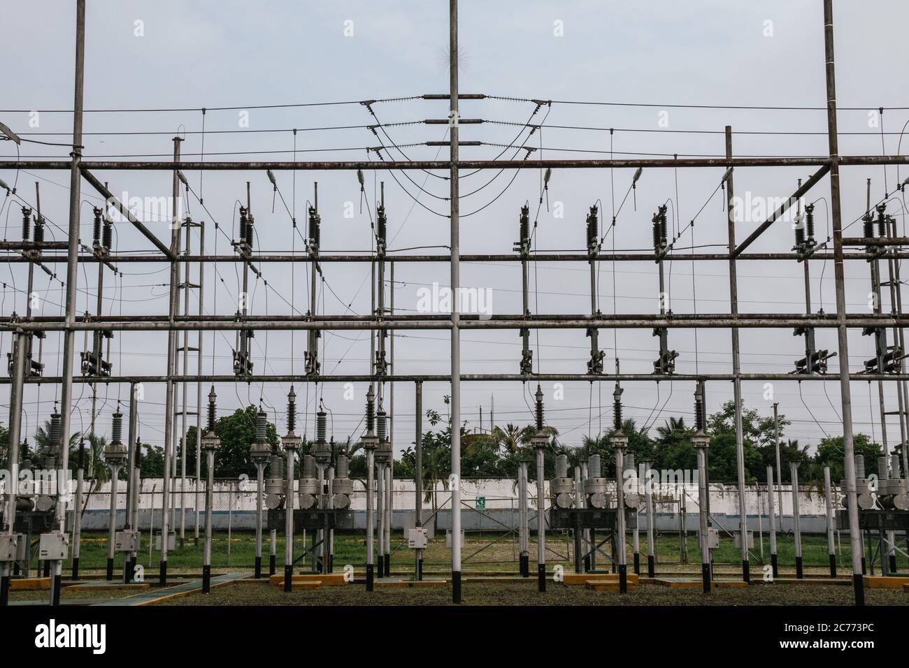 electrical towers, distribution centers, high voltage cables, high ...