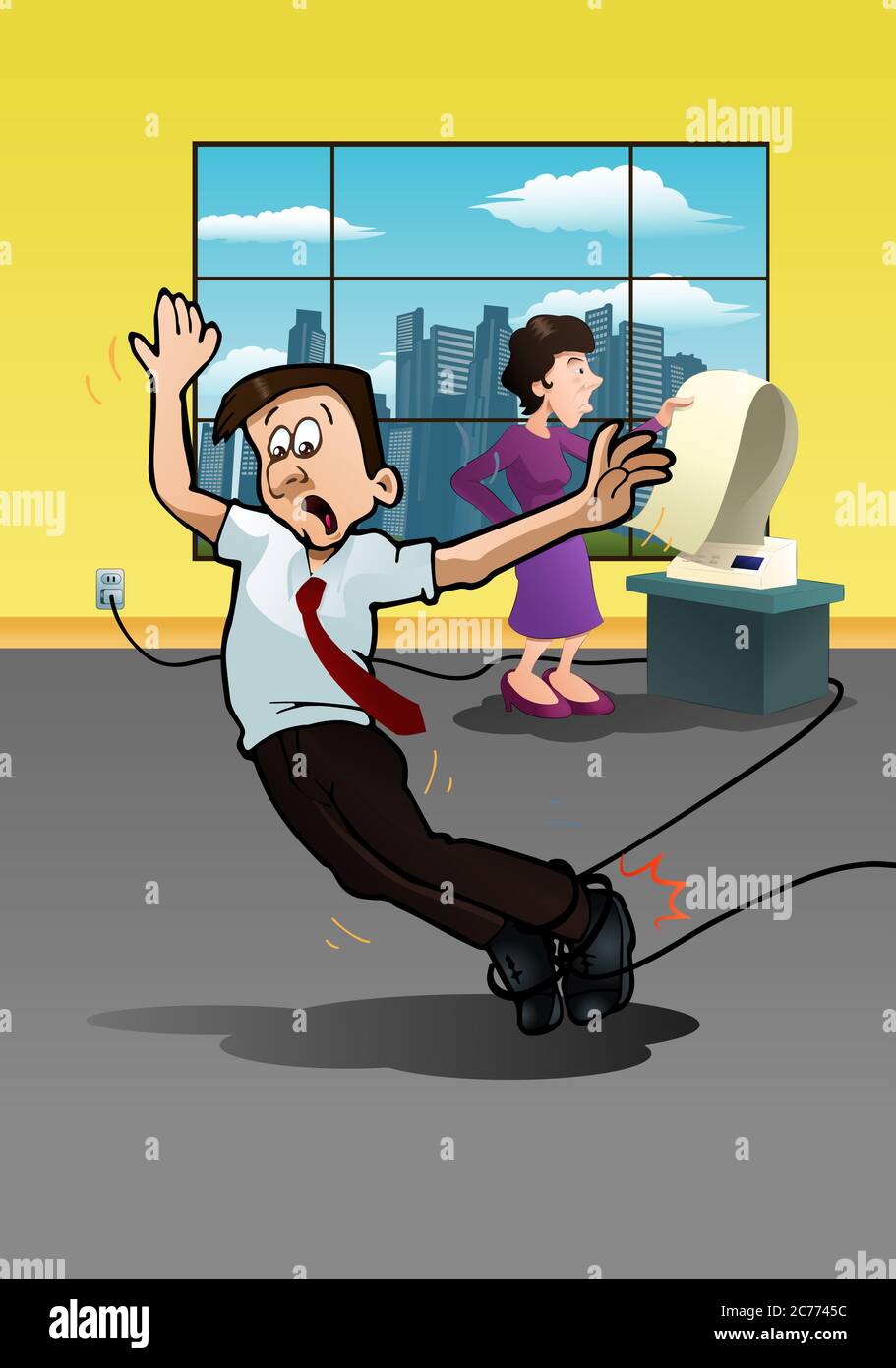 illustration of occupational awareness events poster of tripping over a ...