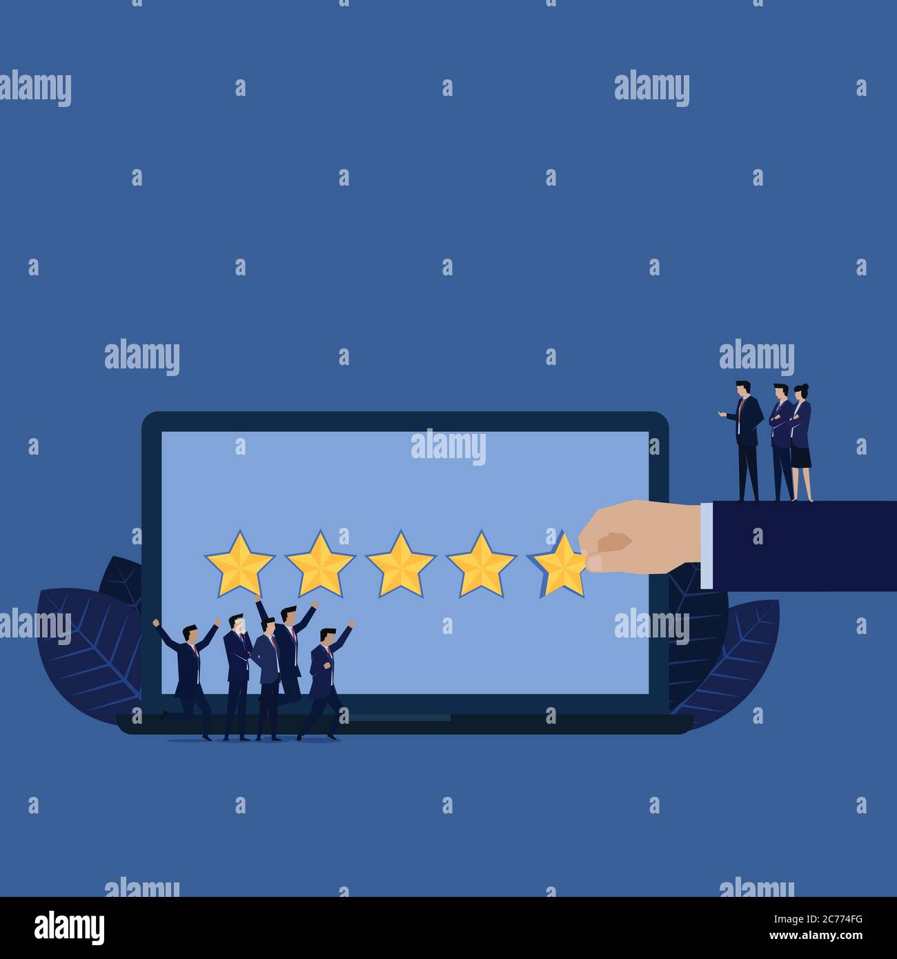 Business give five star for review business team happy Stock Vector ...