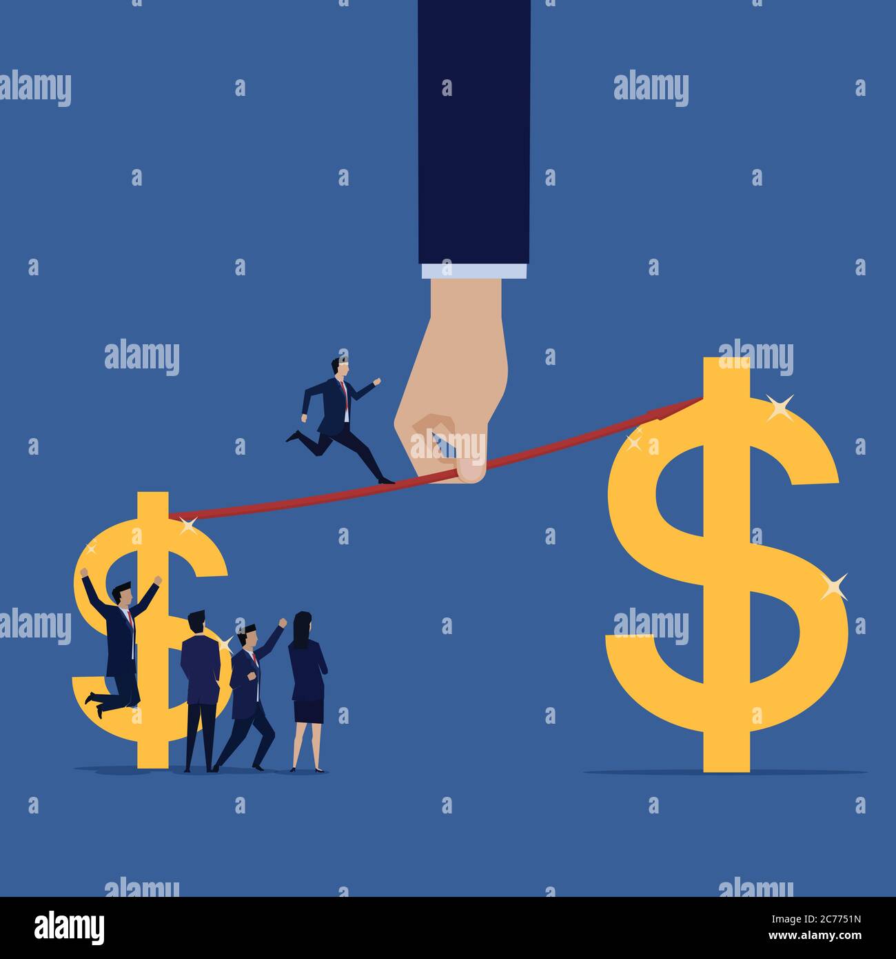 Businessman run from small earning to bigger earning. Growth sales ...