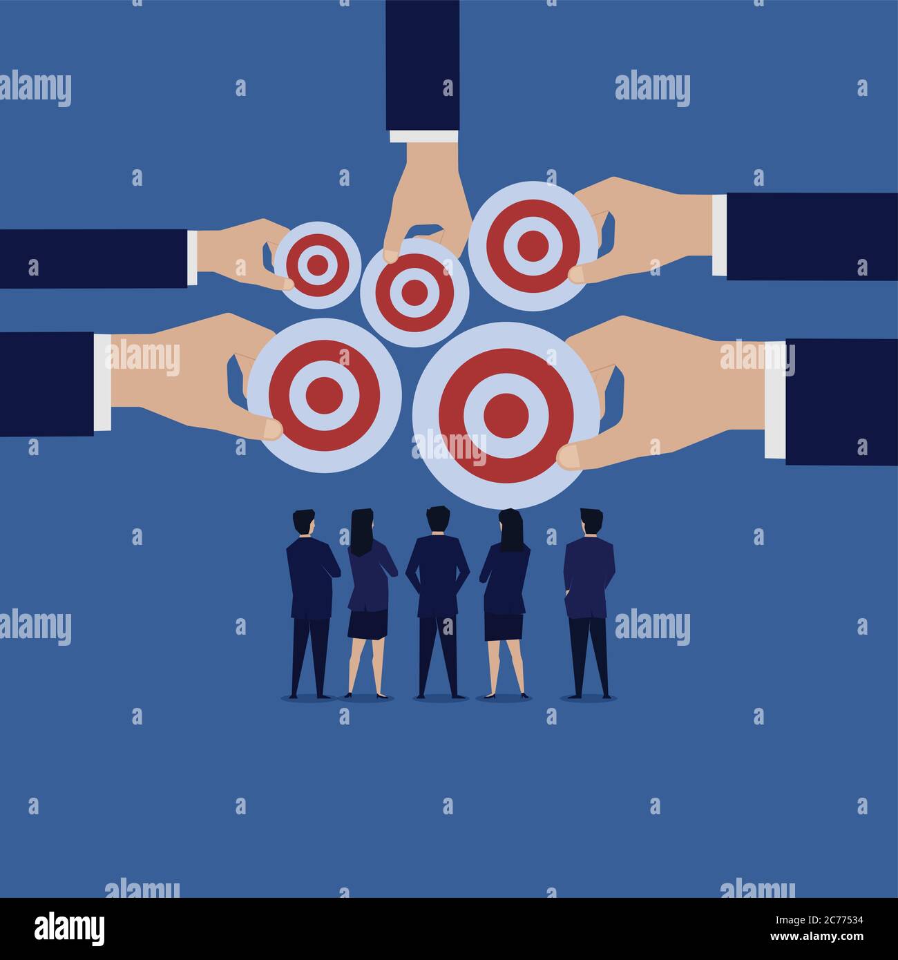 Business team confuse choose target. Illustration For Wallpaper, Banner ...