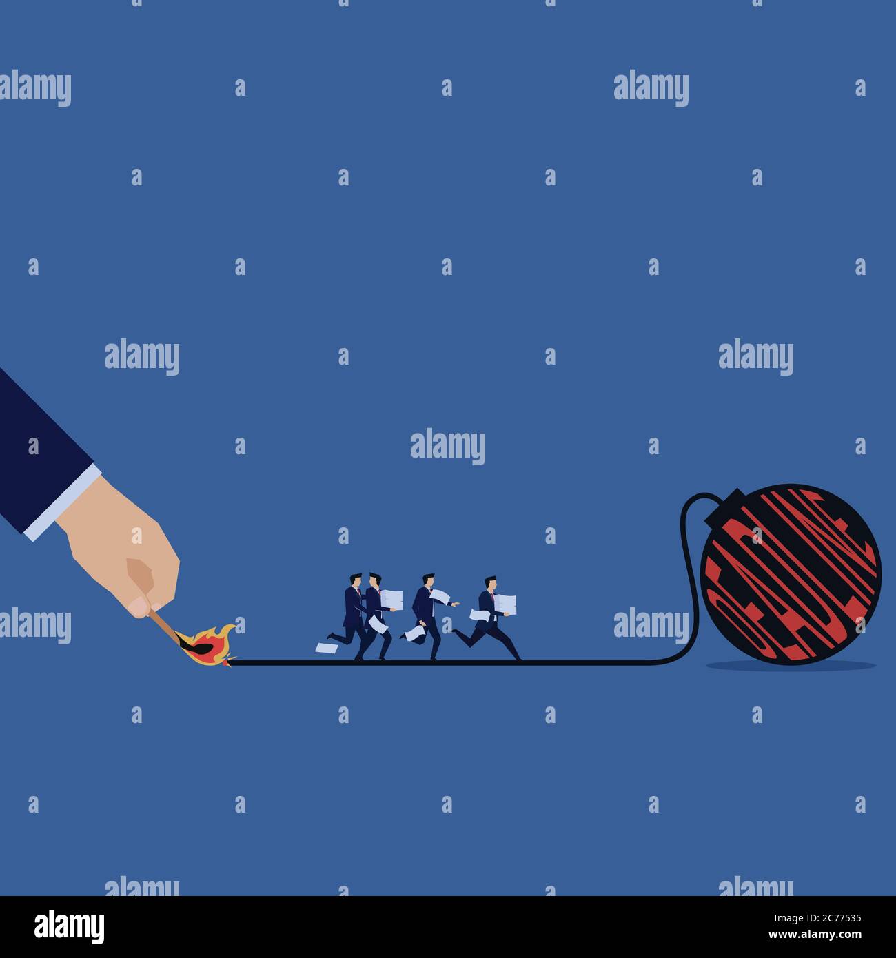 Business team run bring paper work fear of deadline bomb. Business ...