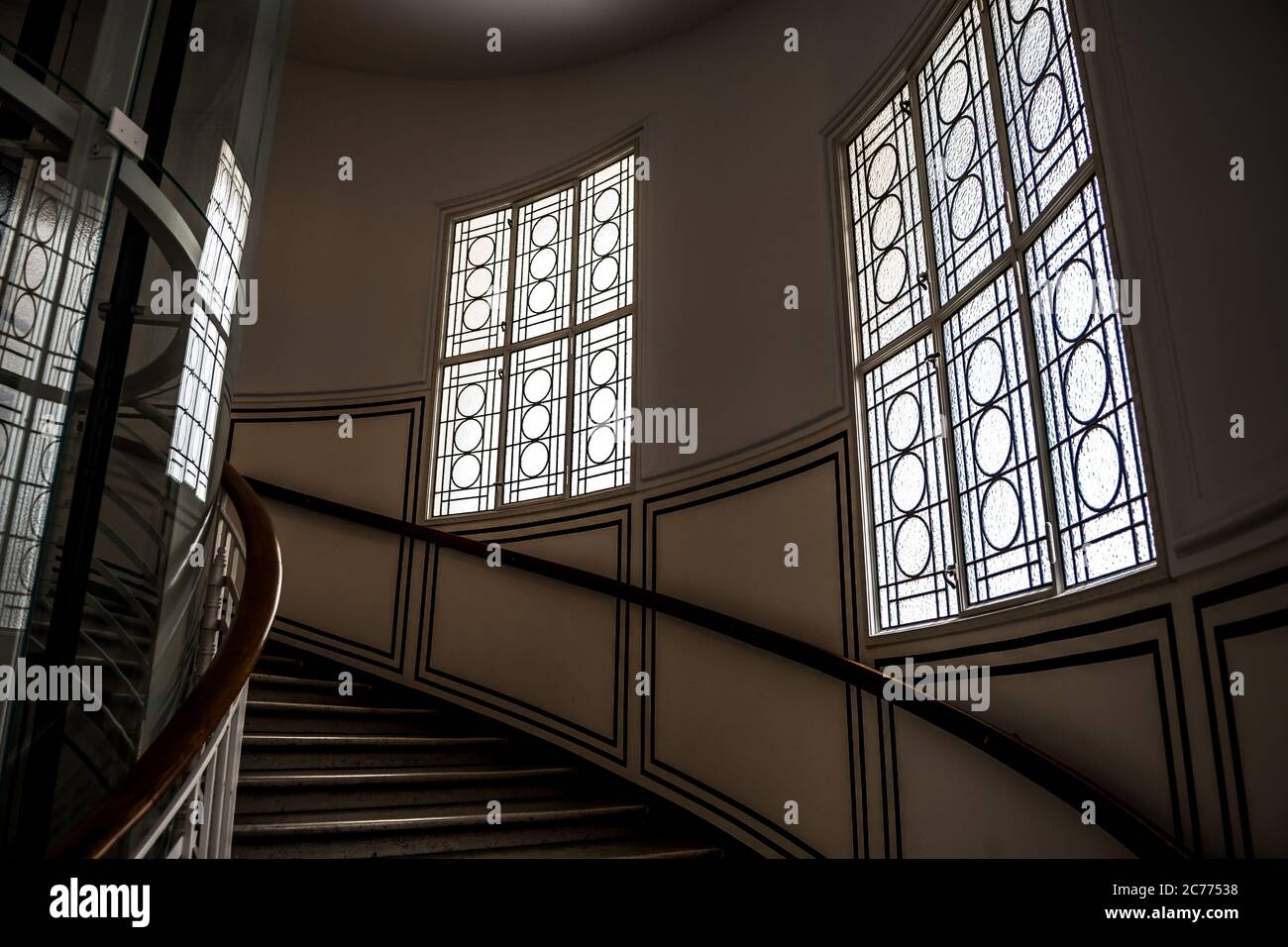 Staircase With Curved Steps In Historic Art Nouveaux Building In The ...