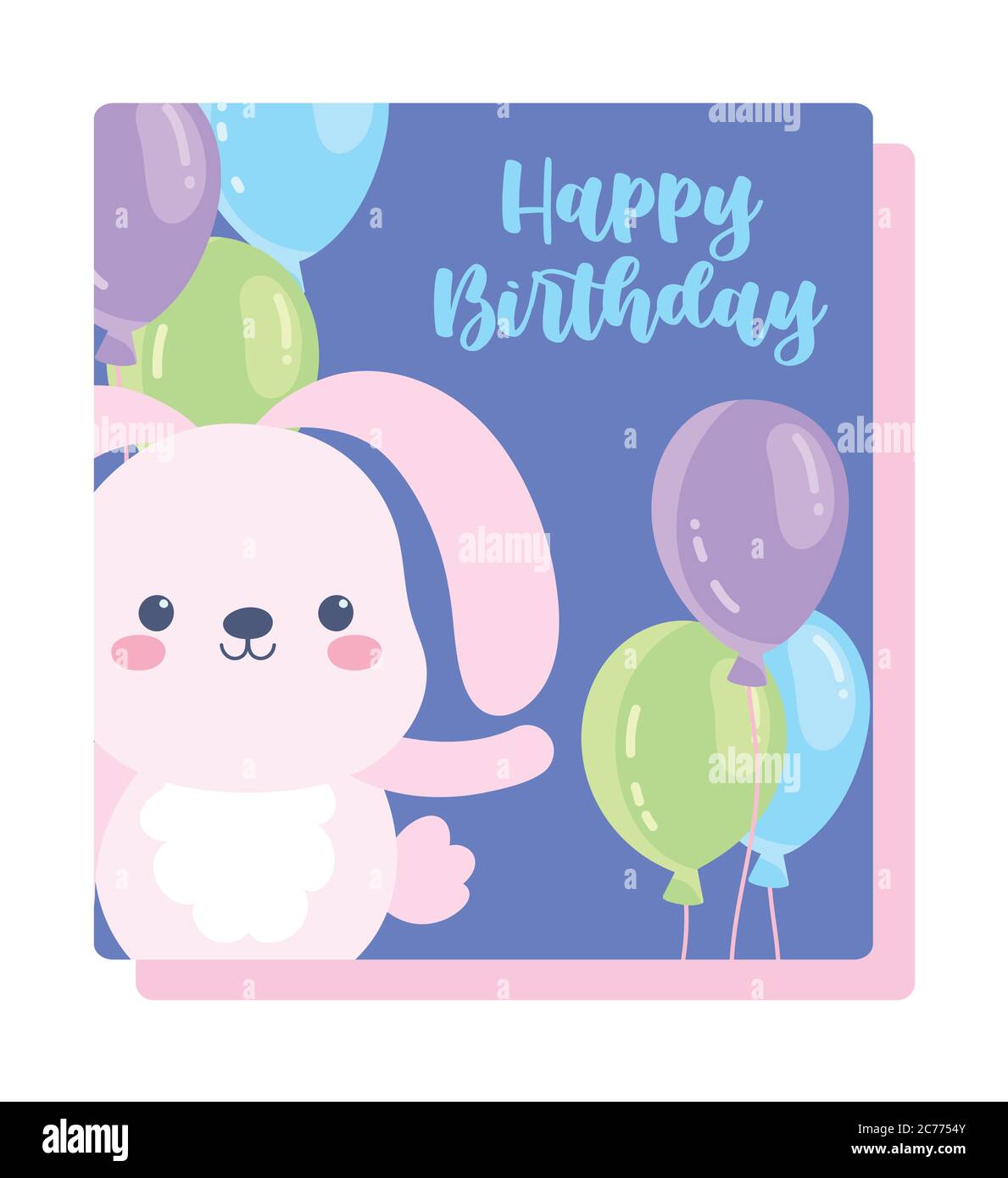 happy birthday, cute rabbit balloons cartoon celebration decoration ...