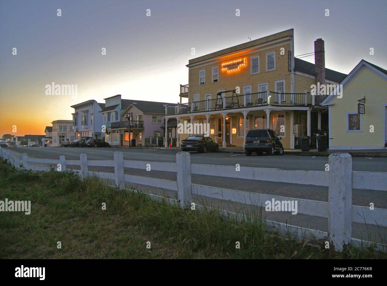 main street in the historic town of Mendocino California Stock Photo ...