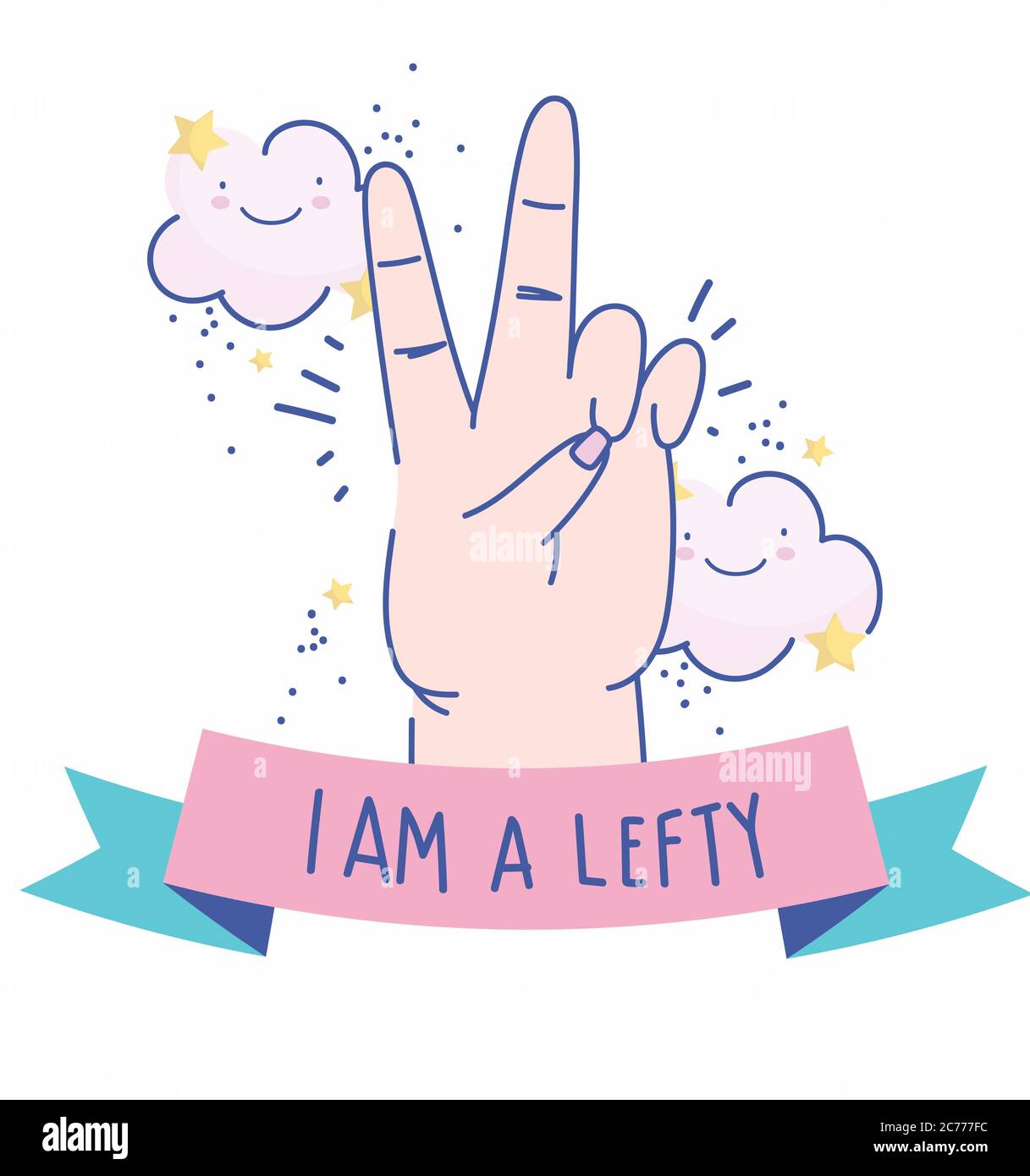 left handers day, hand with peace and love gesture cartoon celebration ...