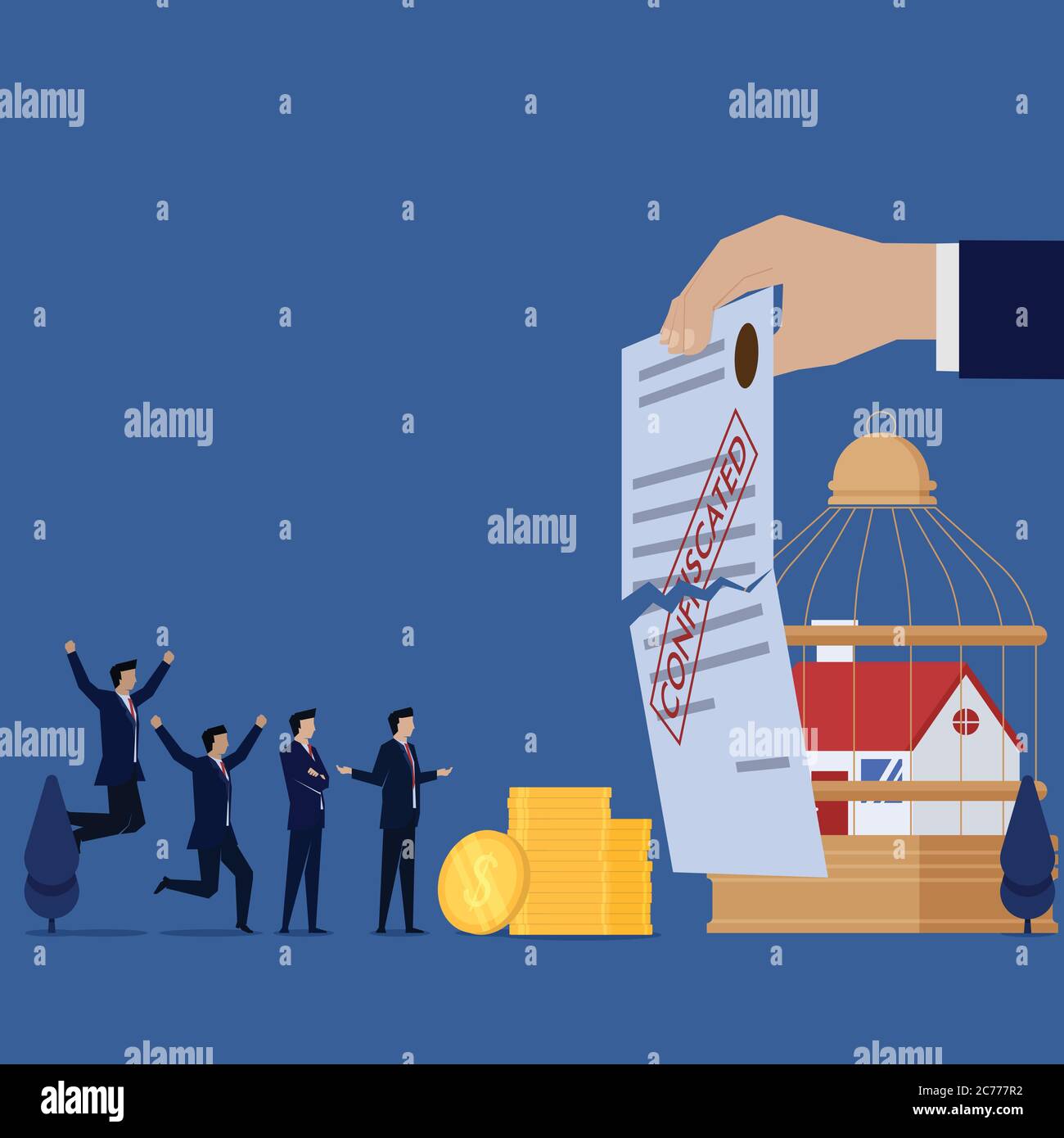 Business team pay for confiscated home loan letter ripped Stock Vector ...