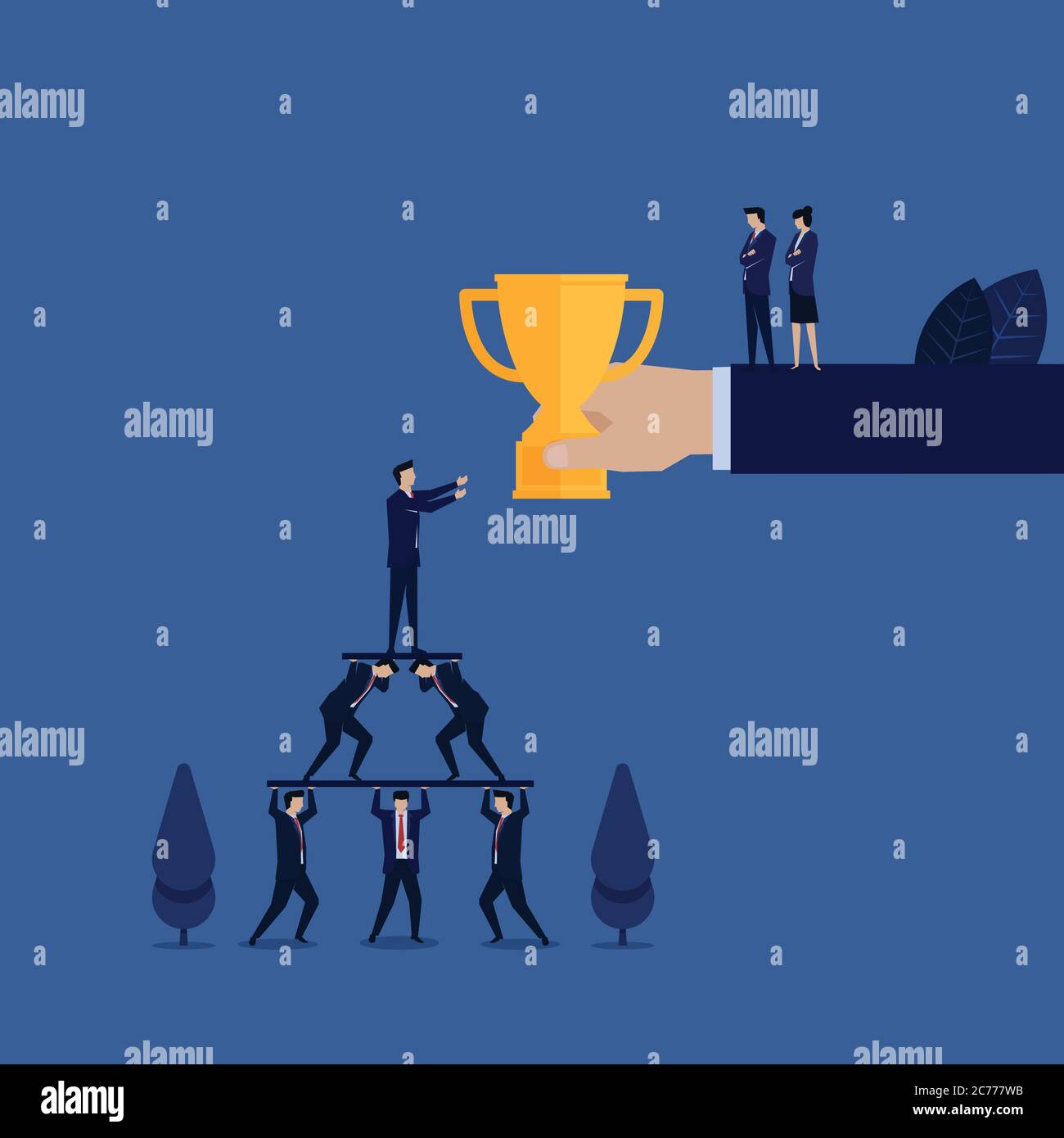 Business manager get trophy and employee get nothing metaphor of bad ...