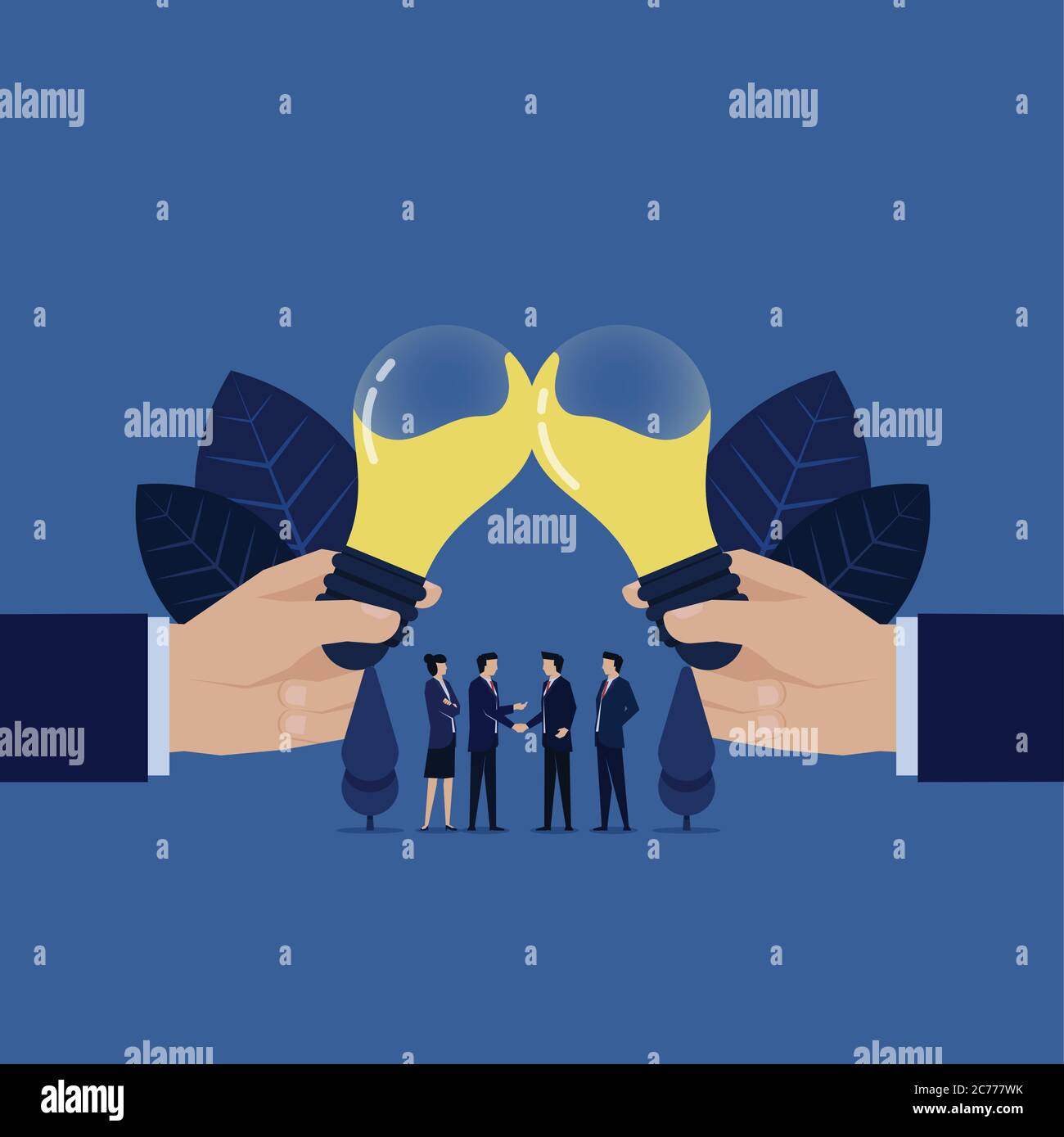 Two hand of businessman clanging idea glass symbol of agreement and ...