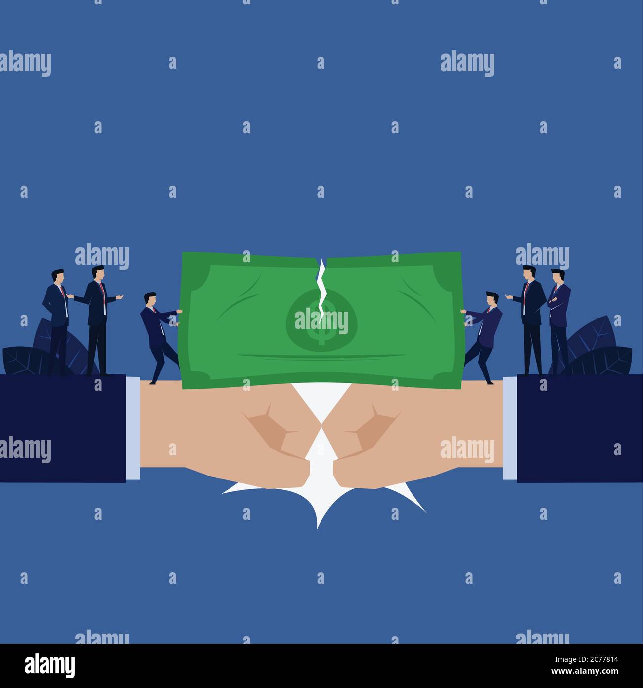 Business hand punch each other businessman split up money metaphor of ...