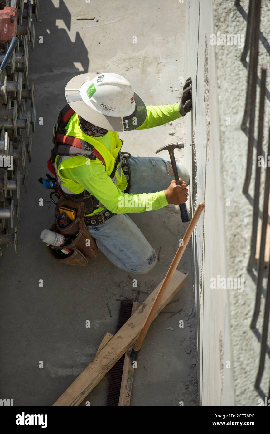 Austin, Texas, USA. 14th July, 2020. Concrete and construction workers ...