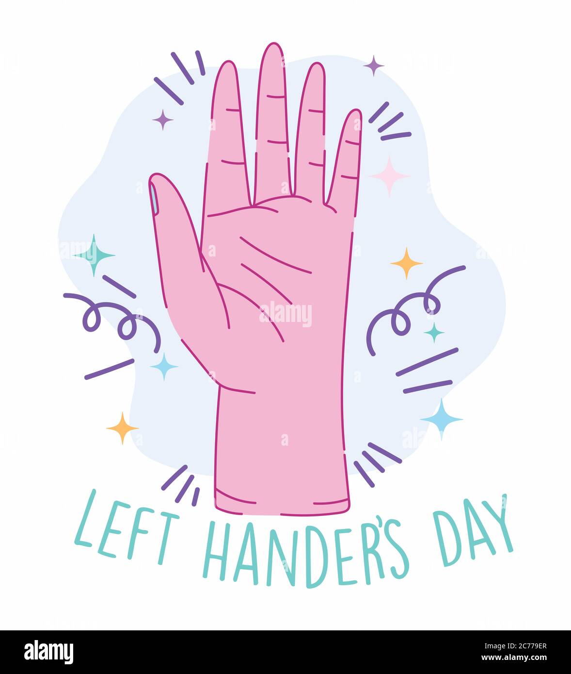 left handers day, open hand cartoon celebration vector illustration ...