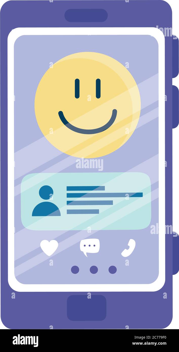 happy emoji and chat on smartphone vector design Stock Vector Image ...